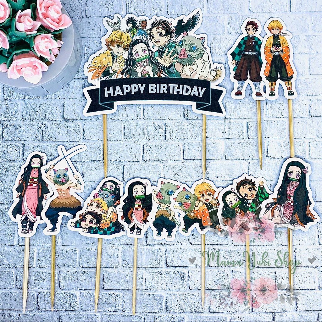 Jual Topper Cake Hiasan Kue Ulang Tahun Anak motif DEMON SLAYER NEZUKO ...