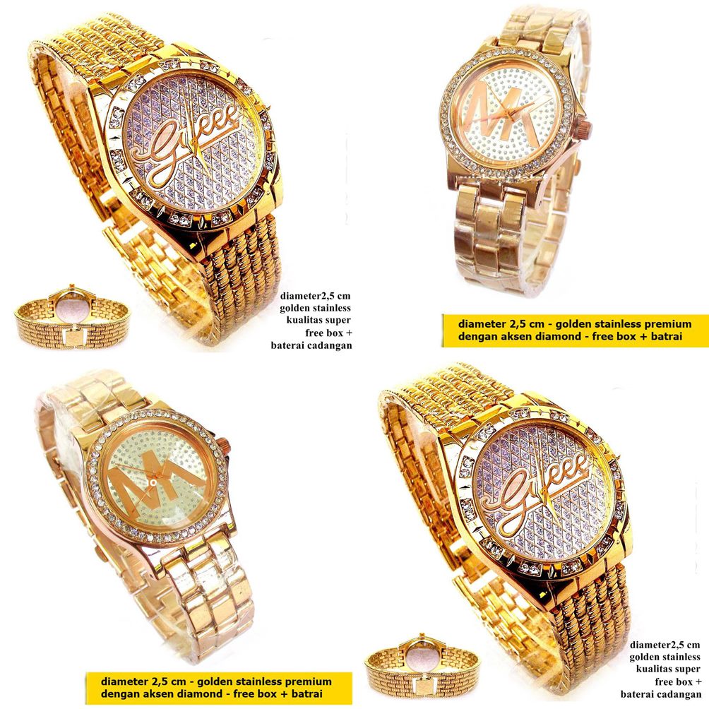 Jual jam tangan Gold Super Female Diamond | Shopee Indonesia