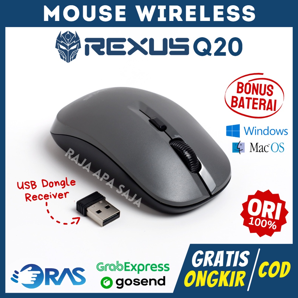 Jual Mouse Wireless Rexus Laptop Komputer PC Gaming Kantor Mause Tanpa ...