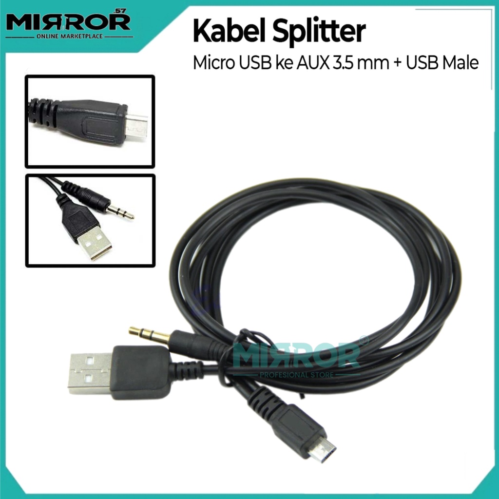 Jual Kabel Splitter Micro USB ke AUX 3.5 mm + USB Male | Shopee Indonesia