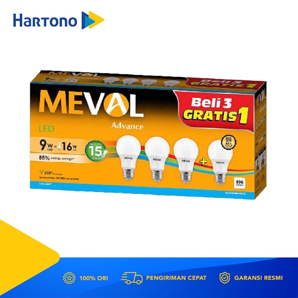 Jual Meval 3+1 LED Bulb 9W AB4-09A | Shopee Indonesia