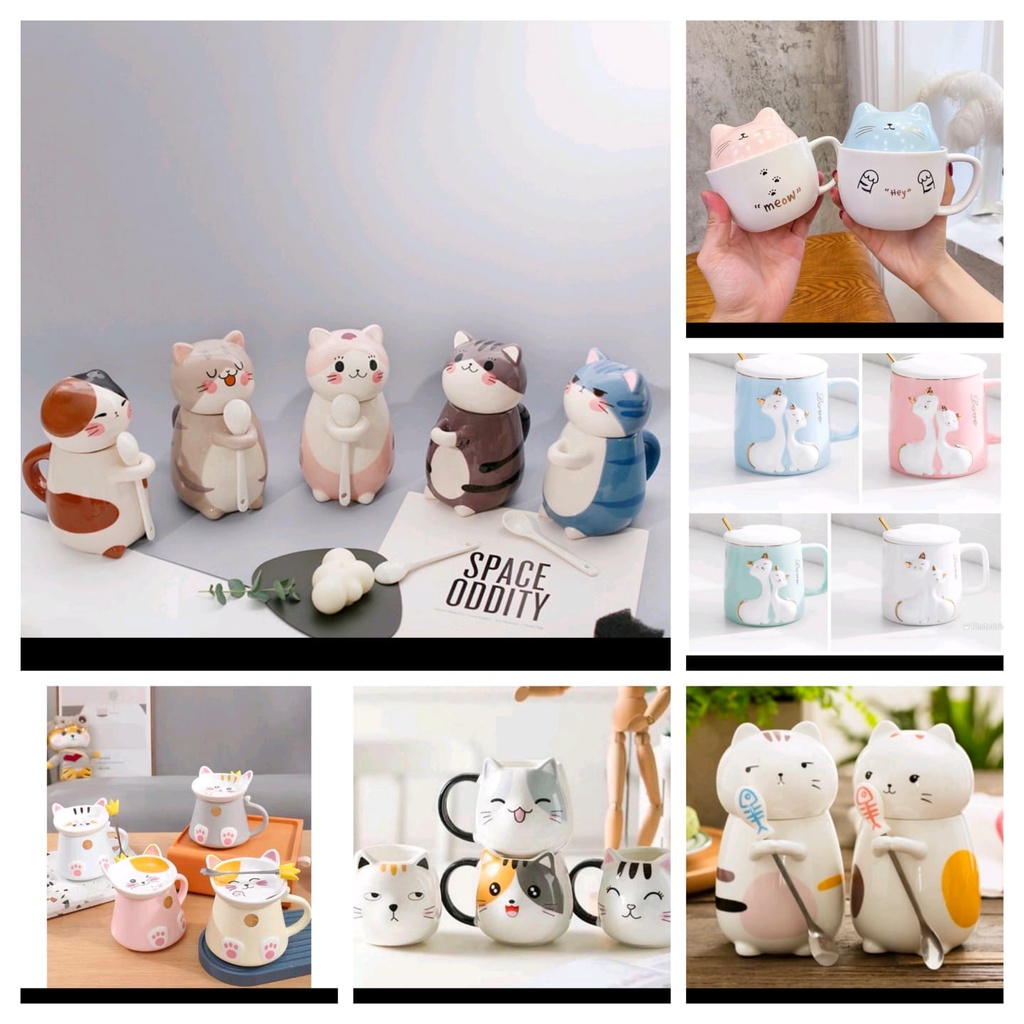 Jual mug kucing bahan keramik premium dengan aneka pilihan warna motif ...