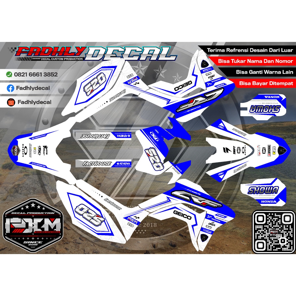 Jual decal crf 150 l full body putih biru fullbody keren elegan ...