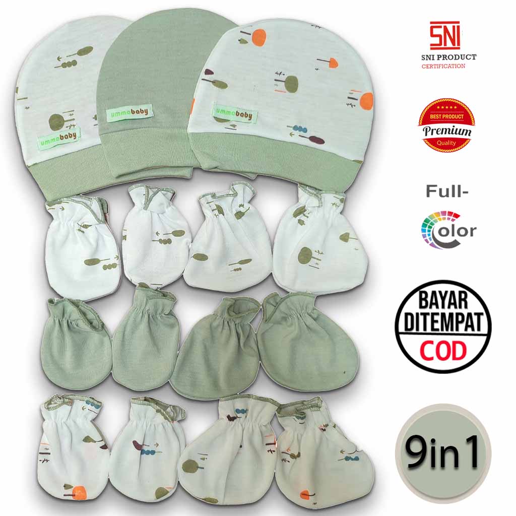 Jual 9in1 isi 3 Topi Bayi 3 Pasang Sarung Tangan 3 Pasang Sarung Kaki ...