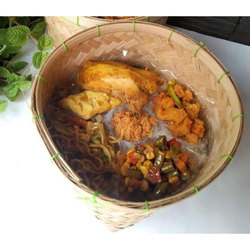 Jual Anyaman bambu besek Tumbu, bakul dari bambu, tempat kue, pot bunga ...