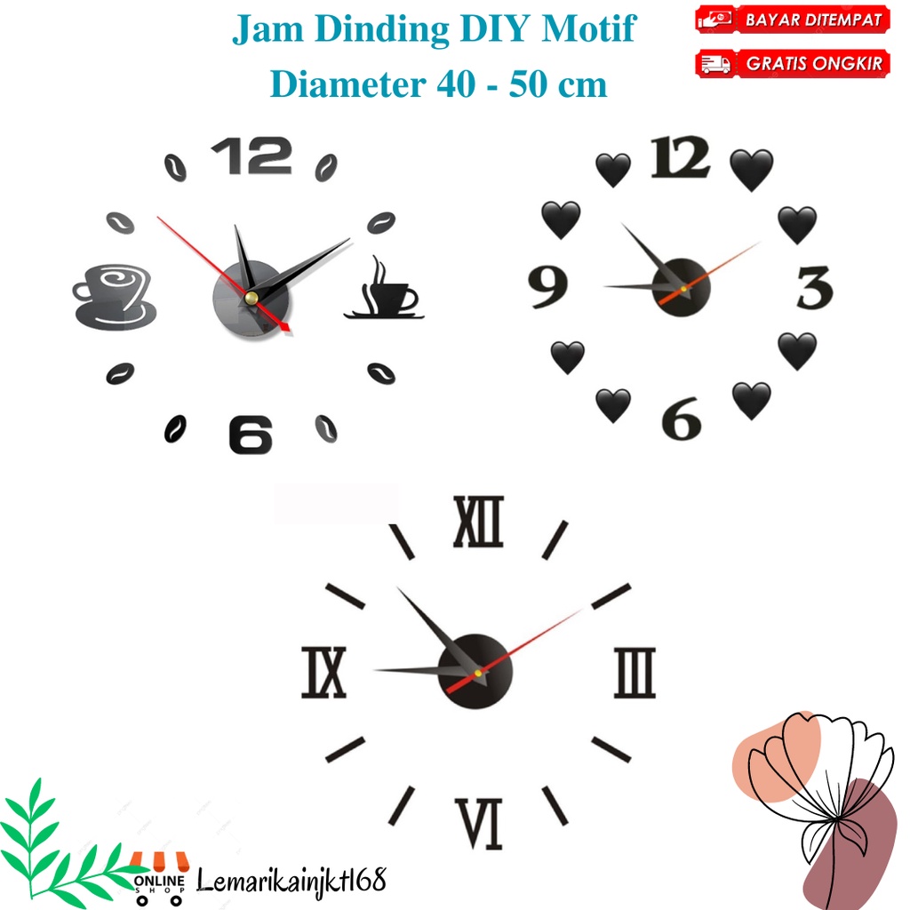 Jual Jam Dinding estetik|Jam Dinding motif diameter 30 - 50 cm|JAM ...