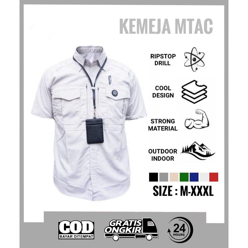 Jual FREE ID CARD KEMEJA TACTICAL MTAC PENDEK / TACTICAL LAPANGAN ...