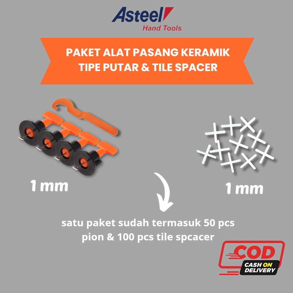 Jual ASTEEL Paket alat perata keramik tipe putar dan tile spacer mudah ...