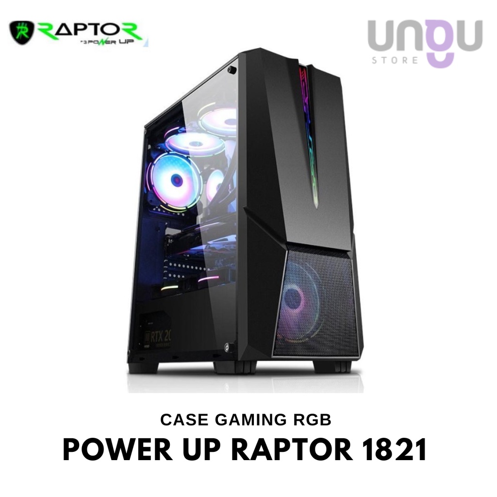 Jual Casing Gaming Power UP Raptor 1821 LED Strip RGB Case Raptor 1821 ...