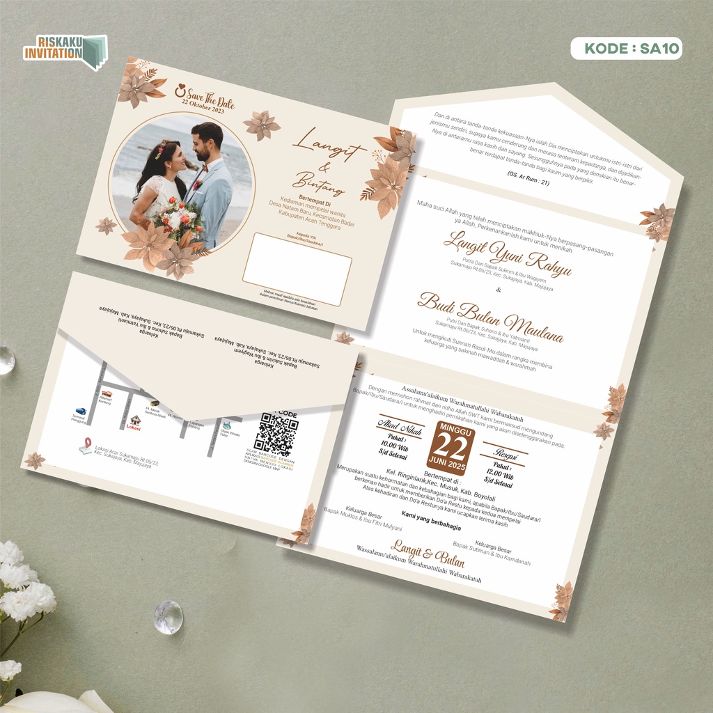 Jual Undangan Pernikahan Semi Amplop Rustic, Aesthetic, Free Foto ...