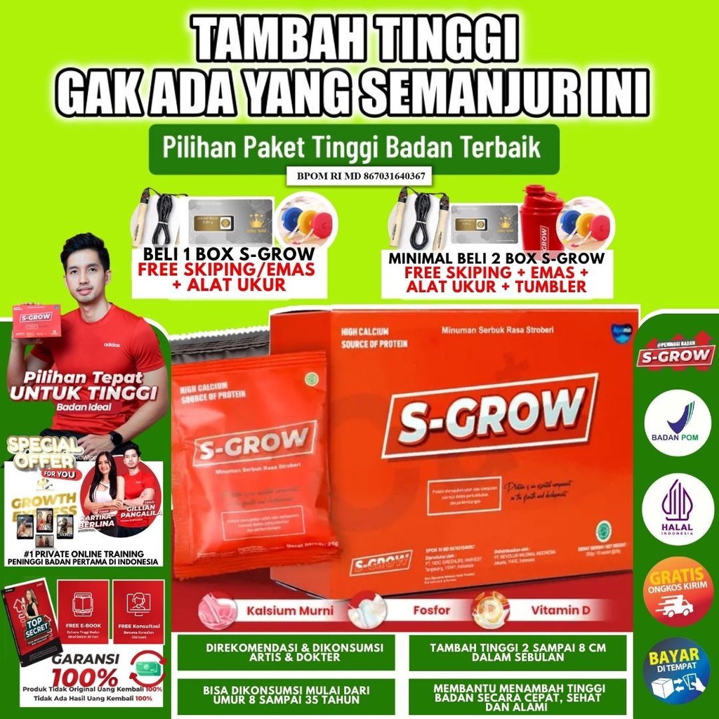 Jual S-GROW Suplemen Obat Susu Peninggi Badan Anak S GROW Dewasa Remaja ...