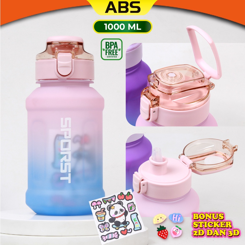 Jual ABS Botol Minum Gradasi Sports 1000ML Free Stiker 2D+3D BPA FREE ...