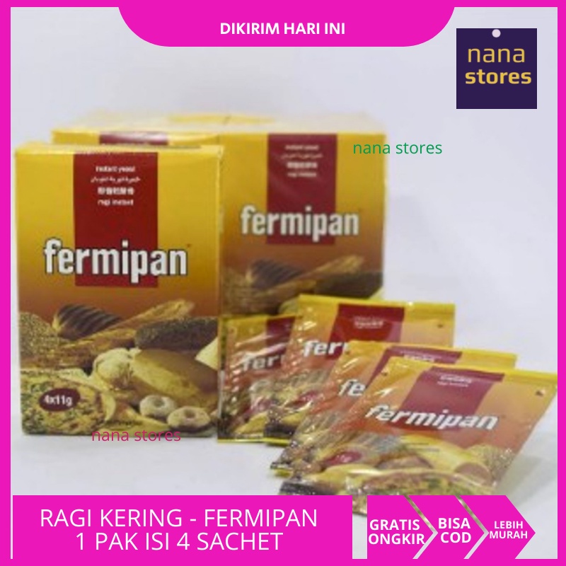 Jual Ragi kering instan, Ragi fermipan 1 dus isi 4 sachet | Shopee ...
