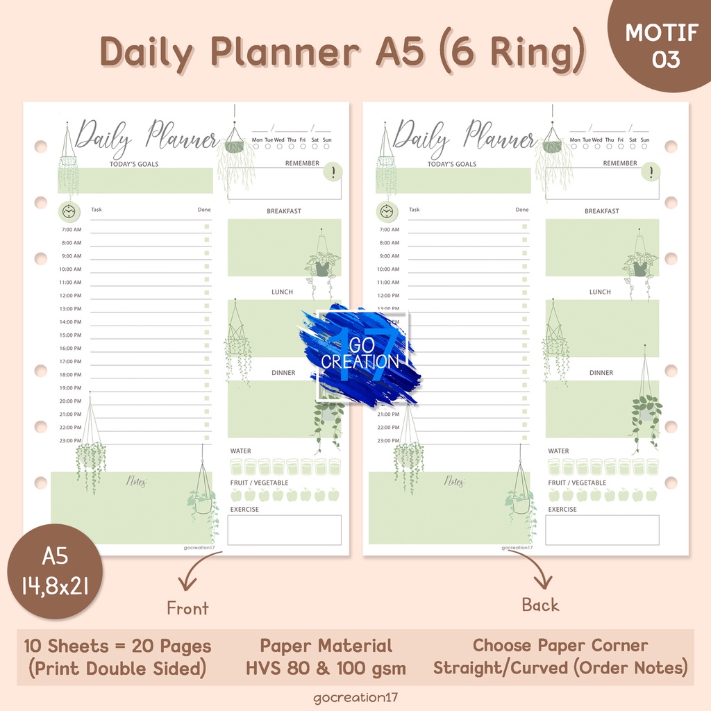 Jual Kertas Planner Isi Binder Daily Plan Bermotif Premium A5 | Shopee ...