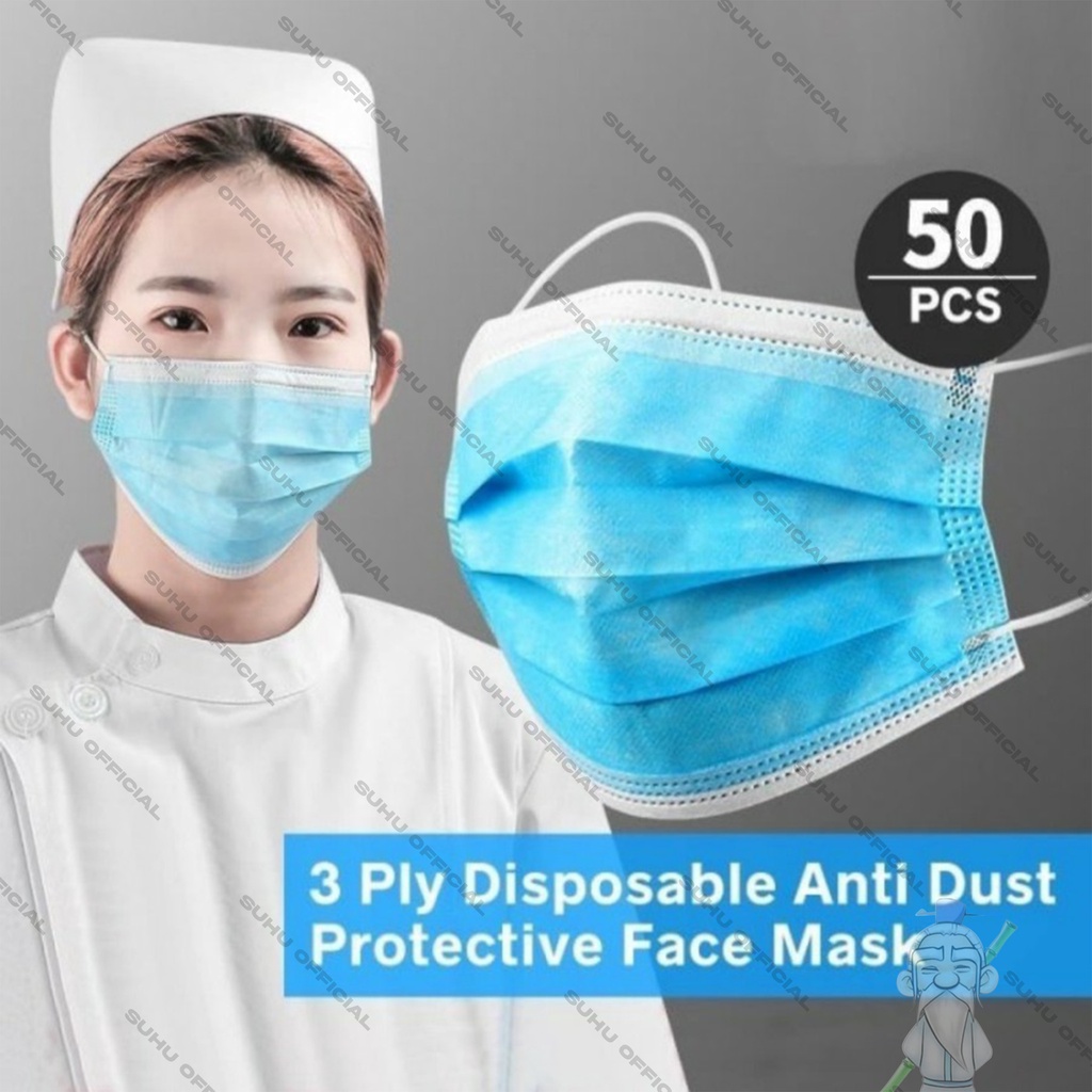 Jual Masker 3PLY 50PCS NON BOX Biru Muda Blue Surgical Mask 3 Ply ...