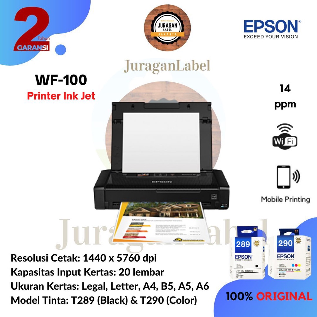 Jual Printer Epson WF-100 InkJet Mobile Portable WF100 Garansi Resmi | Shopee Indonesia
