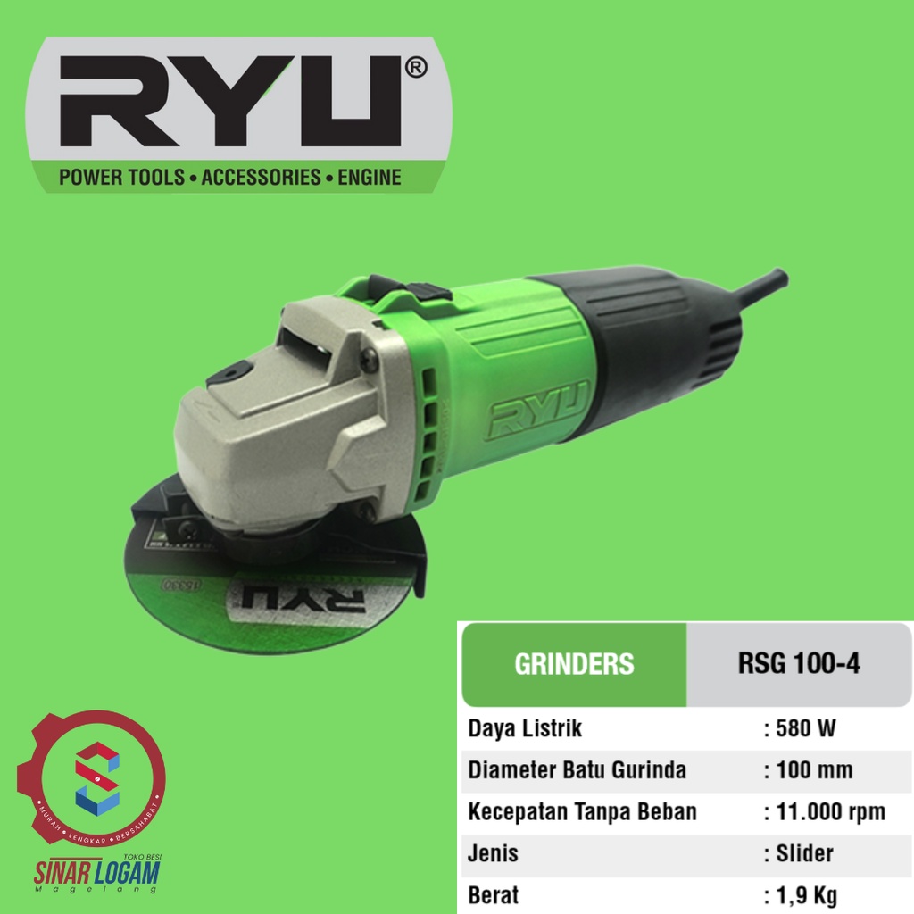 Jual MESIN GERINDA ANGLE GRINDER RYU RSG 100-4 | Shopee Indonesia