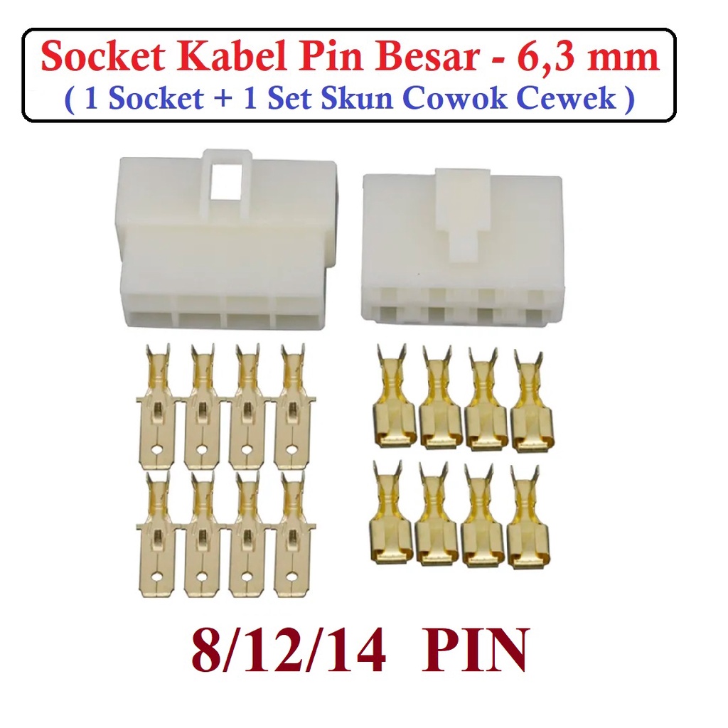 Jual Soket Kabel Konektor 8 12 14 PIN BESAR 1 SET | Shopee Indonesia