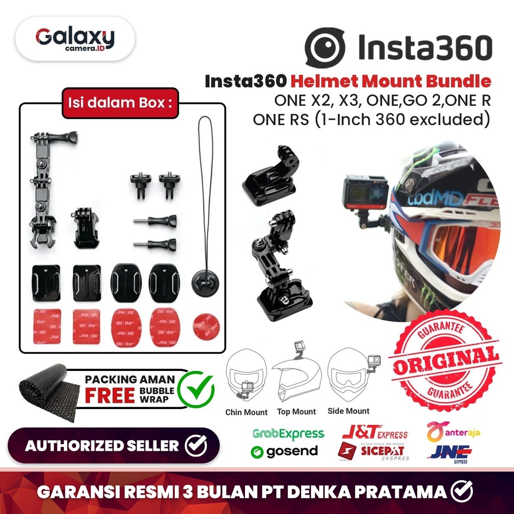 Jual Insta360 Helmet Mount Bundle For ONE/X/RS(1-Inch 360 excluded)/GO ...