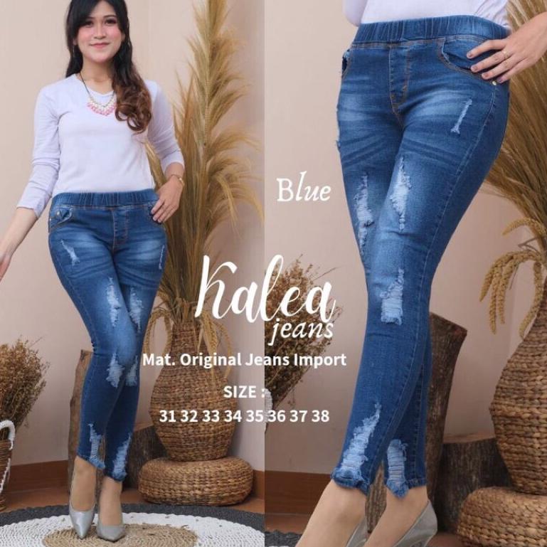 Jual REKOMENDASI Kalea jeans sobek tidak tembus bahan melar ggang karet ...