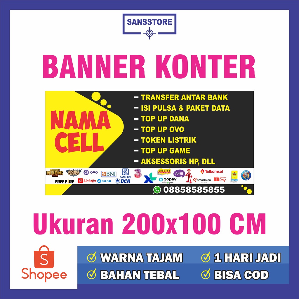 Jual BANNER KONTER SPANDUK KONTER 200X100 CM | Shopee Indonesia