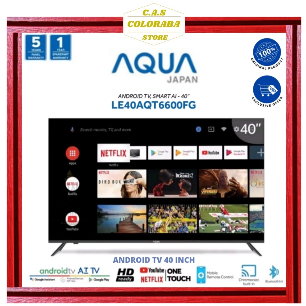 Jual AQUA JAPAN LE40AQT6600FG ANDROID TV 40 INCH FHD 40AQT6600 TV AQUA ...