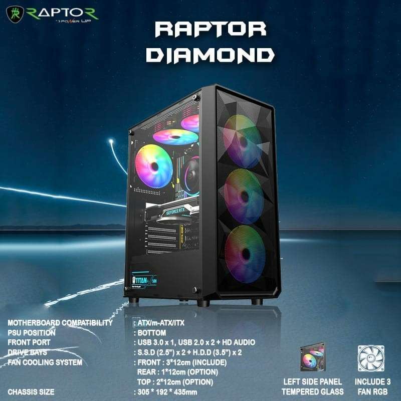 Jual Casing PC Gaming - Raptor Diamond - ATX - mATX | Shopee Indonesia