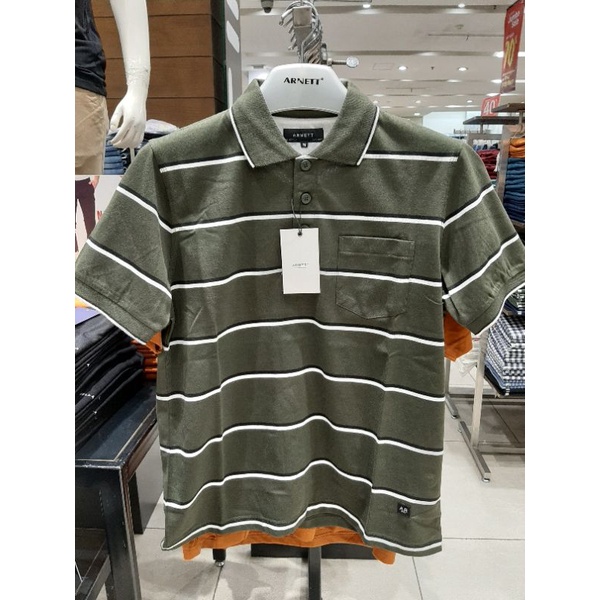 Jual Kaos Polo Shirt Pria Garis Sage Green Arnett Original | Shopee ...