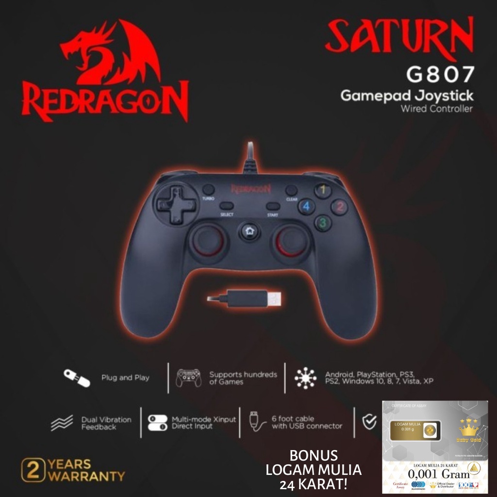 Jual Redragon Gamepad Joystick SATURN - G807 | Shopee Indonesia