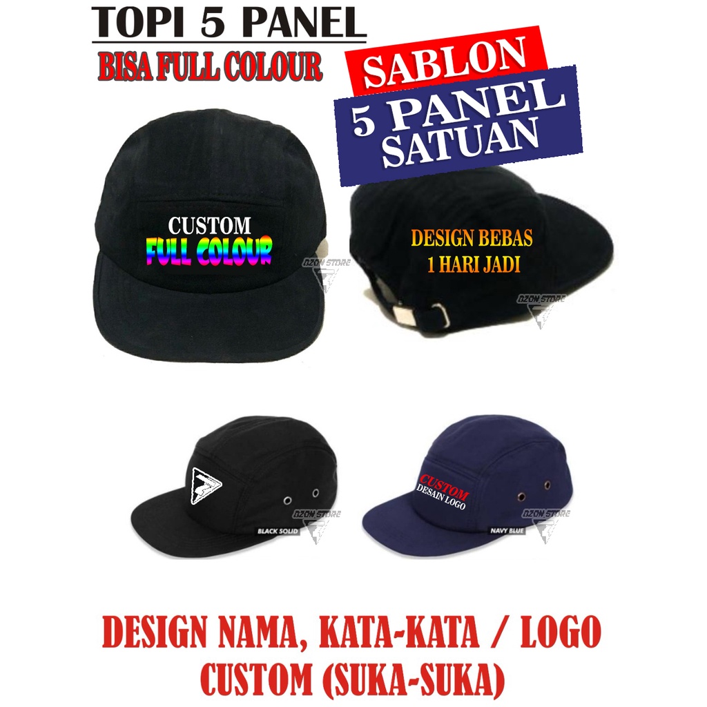Jual Topi Custom 5 panel Tulisan Nama Sablon Gambar Dtf Logo Satuan ...