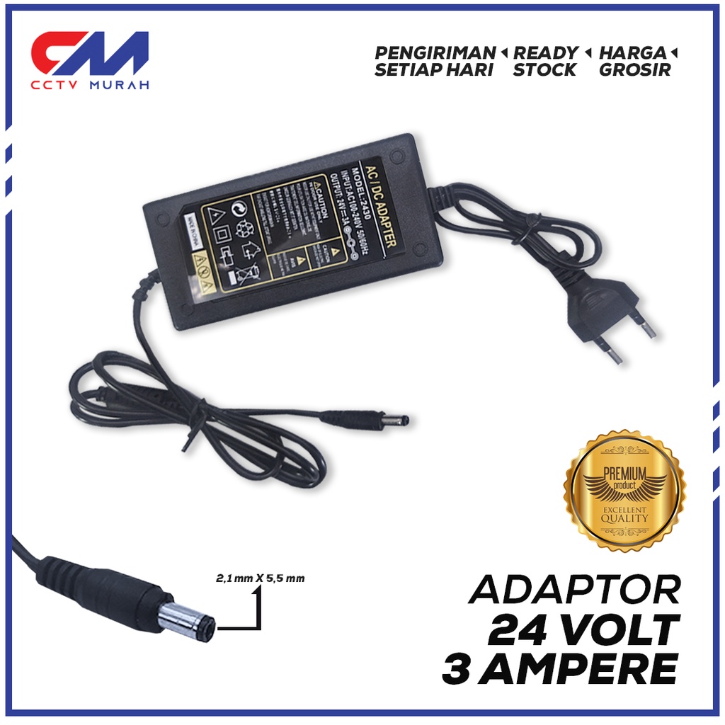 Jual Adaptor 24V/3A || Type PR - 2430 || Adaptor With Jack 2.1 x 5.5 MM TYP-2430 | Shopee Indonesia