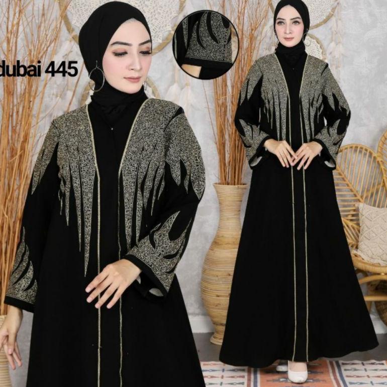 Jual NEW STOCK Gallery Exclusive Abaya Hitam Gamis Bordir Dubai 445 ...