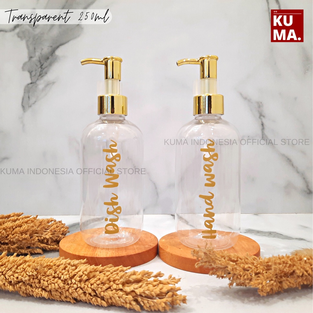 Jual KUMA Transparant Botol Sabun Isi Ulang 250ml Bening Tutup Gold ...