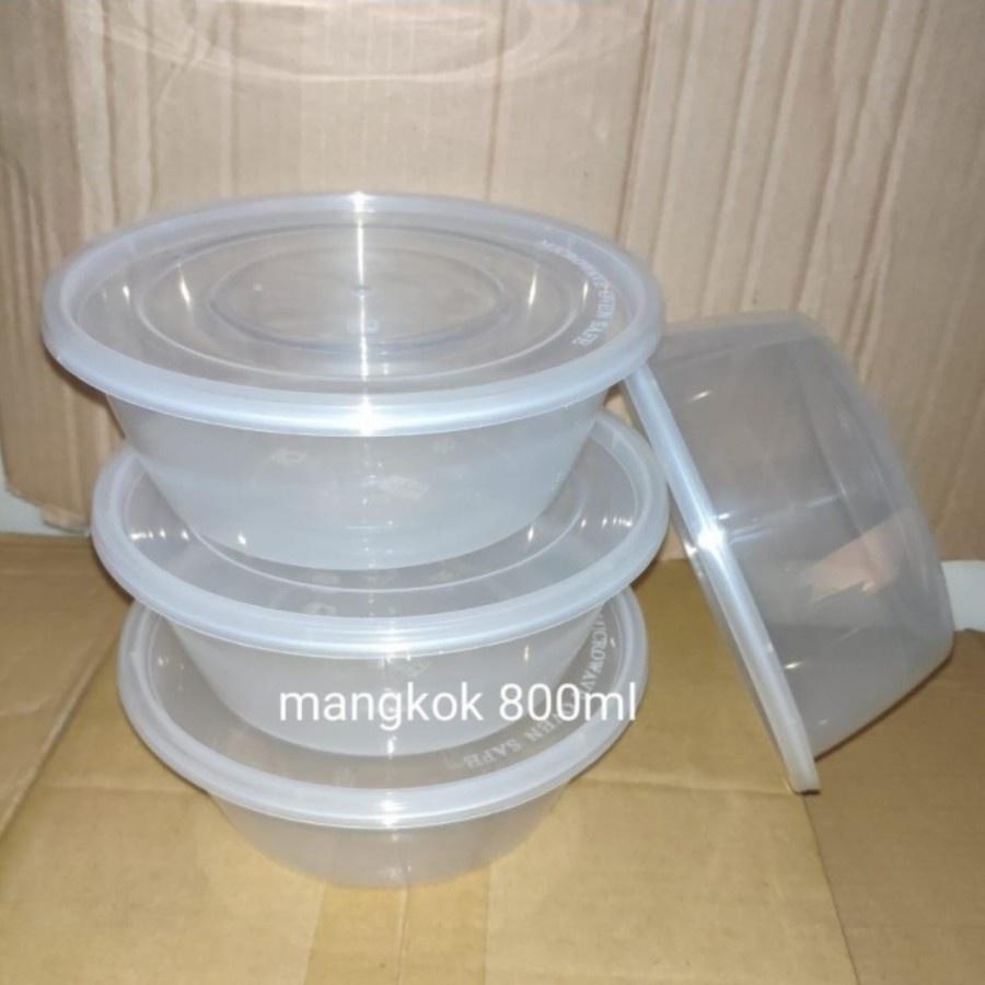 Jual MANGKOK PLASTIK BULAT 800 ML - THINWALL MANGKUK BULAT - ISI 25 PCS | Shopee Indonesia