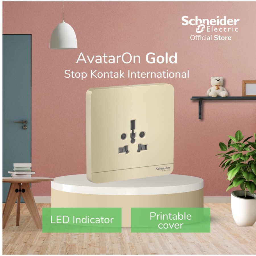 Jual E83426TS-WG Stop Kontak Internasional Gold AvatarOn Schneider ...