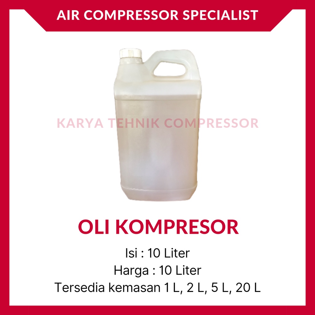 Jual Oli Kompresor Udara Piston / Screw / Portable Listrik Isi 10 Liter ...