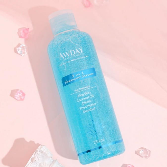 Jual Awday 3in1 Shampoo Serum Hair Treatment anti rontok / anti ketombe ...