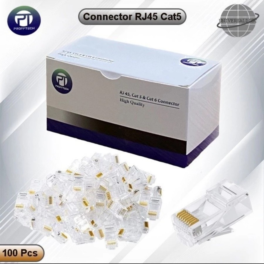 Jual Profftech / IP Link Konektor UTP RJ45 isi 100 Cat 5e RJ 45 ...
