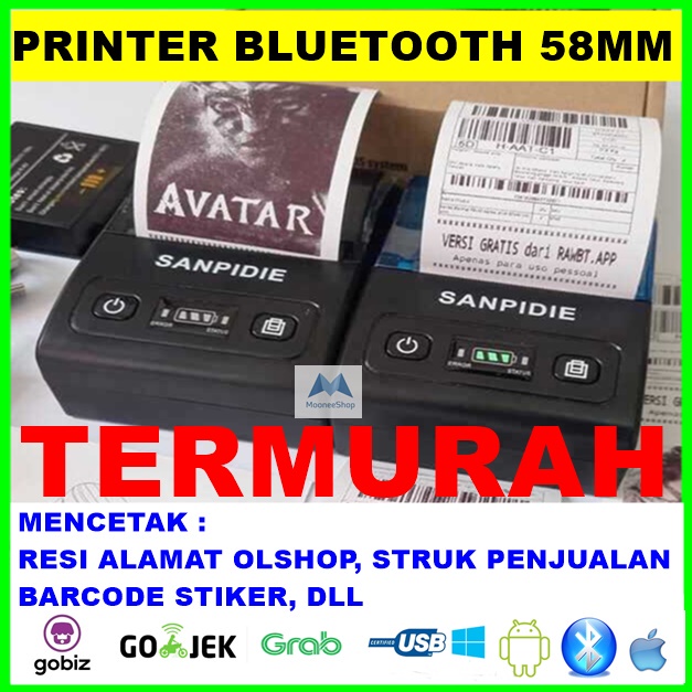 Jual Mobile Printer Bluetooth Mini Tipe 582 Printer Thermal Printer 58MM Cetak Resi Nota Struk ...