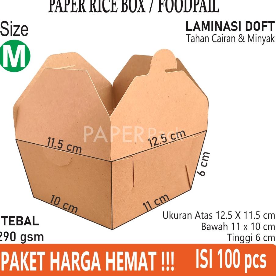 Jual BEST SELLER FOOD PAIL PAKET 100PCS/PAPER RICE BOX SEDANG/RICEBOWL ...