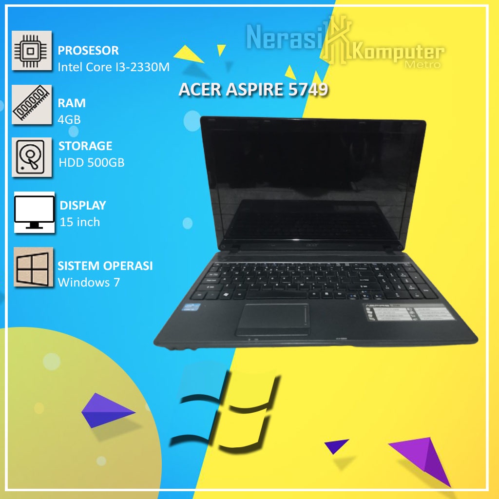 Jual Laptop Acer 5749 intel core i3-2330 Ram 4gb SSD 128gb layar 15 ...