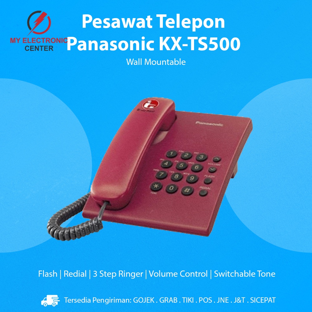 Jual Telepon Kabel Panasonic KX-TS500 Telepon Dinding Rumah Kantor Indihome - Red | Shopee Indonesia
