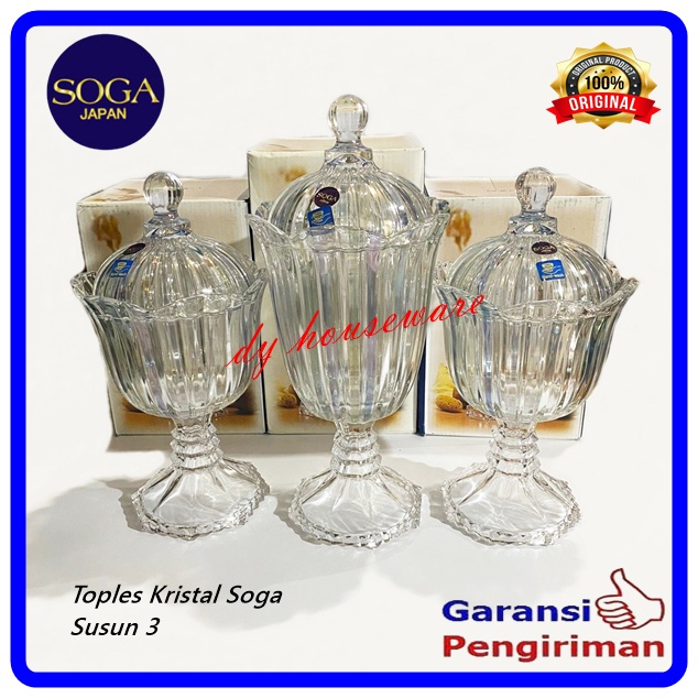 Jual Toples Kaca Set Kristal Toples Snack Permen Susun 3 Soga Made In Japan | Shopee Indonesia