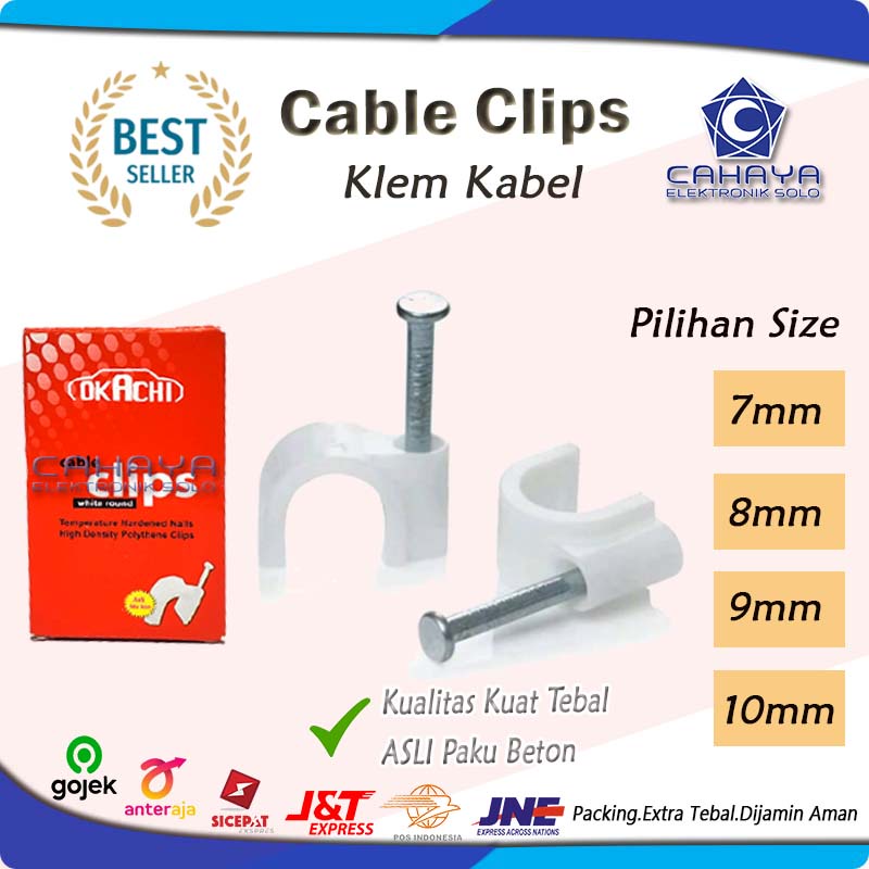 Jual Klem Klip Kabel Okachi 7mm 8mm 9mm 10mm Putih Cable Clip Listrik ...