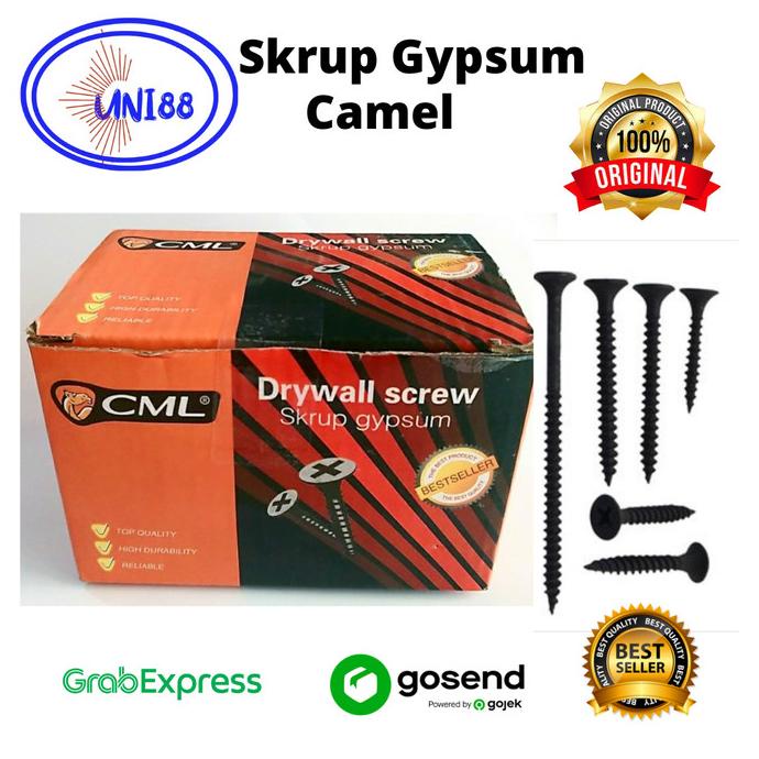Jual SEKRUP GYPSUM 6 1" Skrup Gipsum CAMEL Baut Plafon Baja Ringan Tajam | Shopee Indonesia