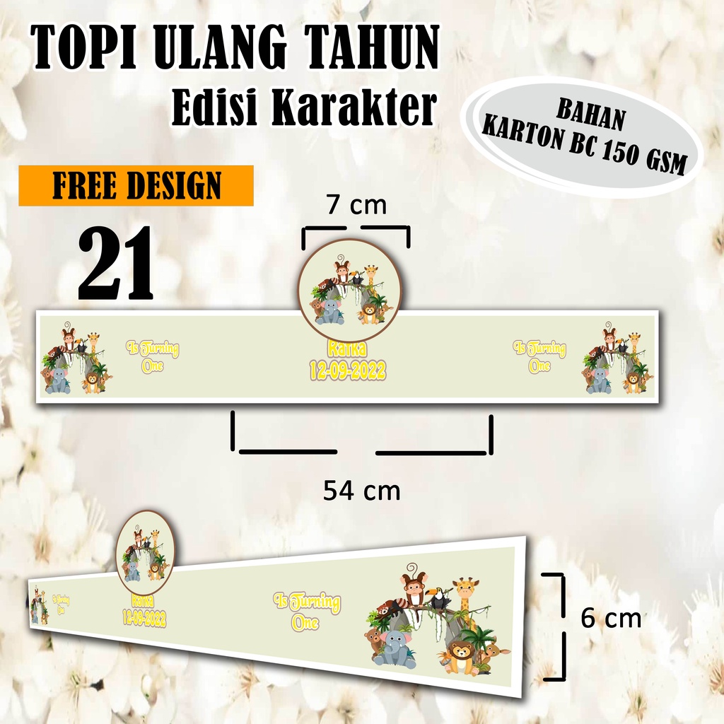 Jual HARGA 10 PCS (21-23) / CETAK TOPI ULANG TAHUN KARAKTER CUSTOM ...