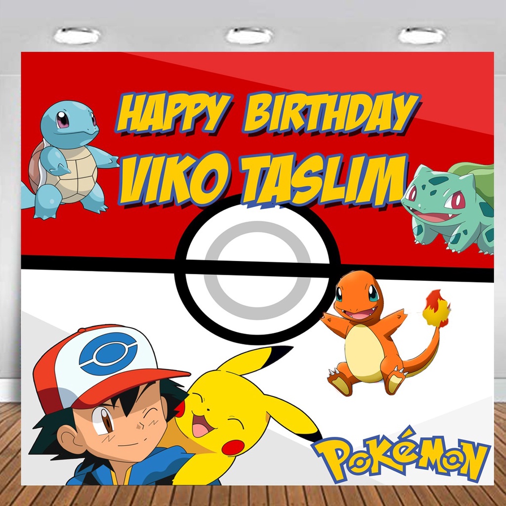 Jual Pokemon Pikachu Backdrop Birthday / Banner Flexi Ulang Tahun ...