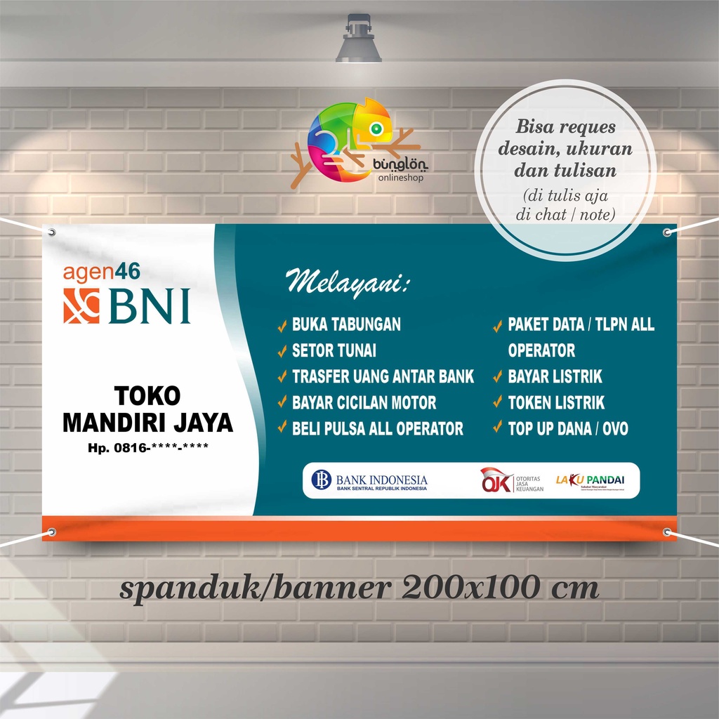 Jual Spanduk, Banner Agen BNI 46 Ukuran Sedang | Shopee Indonesia