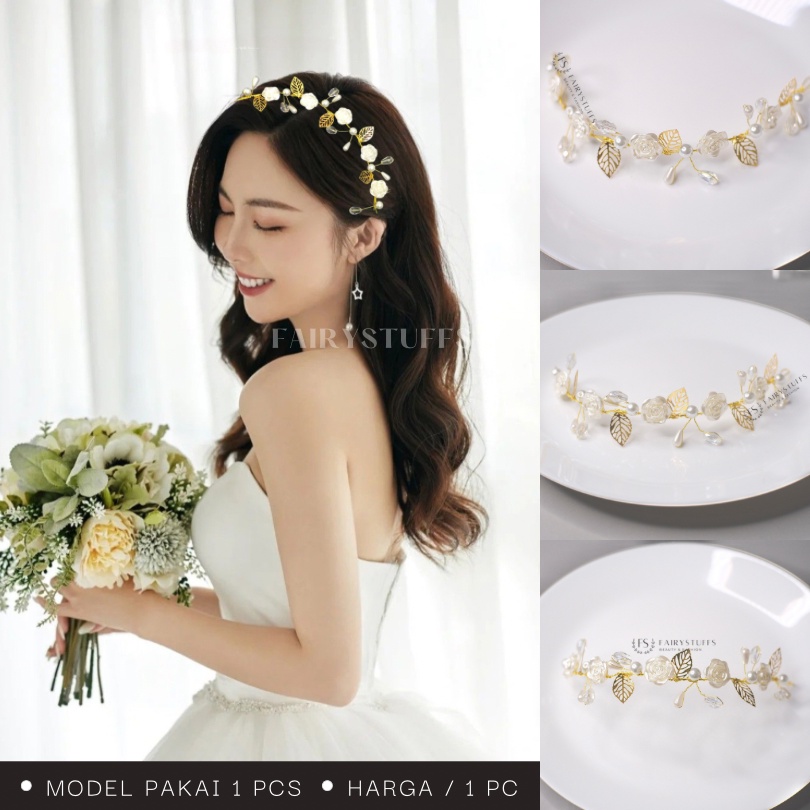 Jual Hairpiece Headpiece Aksesoris Hiasan Rambut Pesta Bunga Daun ...