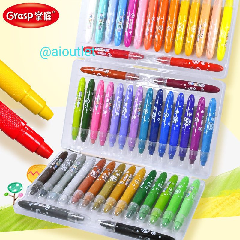 Jual Silky Crayon Grasp 12 / 24 / 36 / 48 Warna Besar / Sedang / Kecil ...
